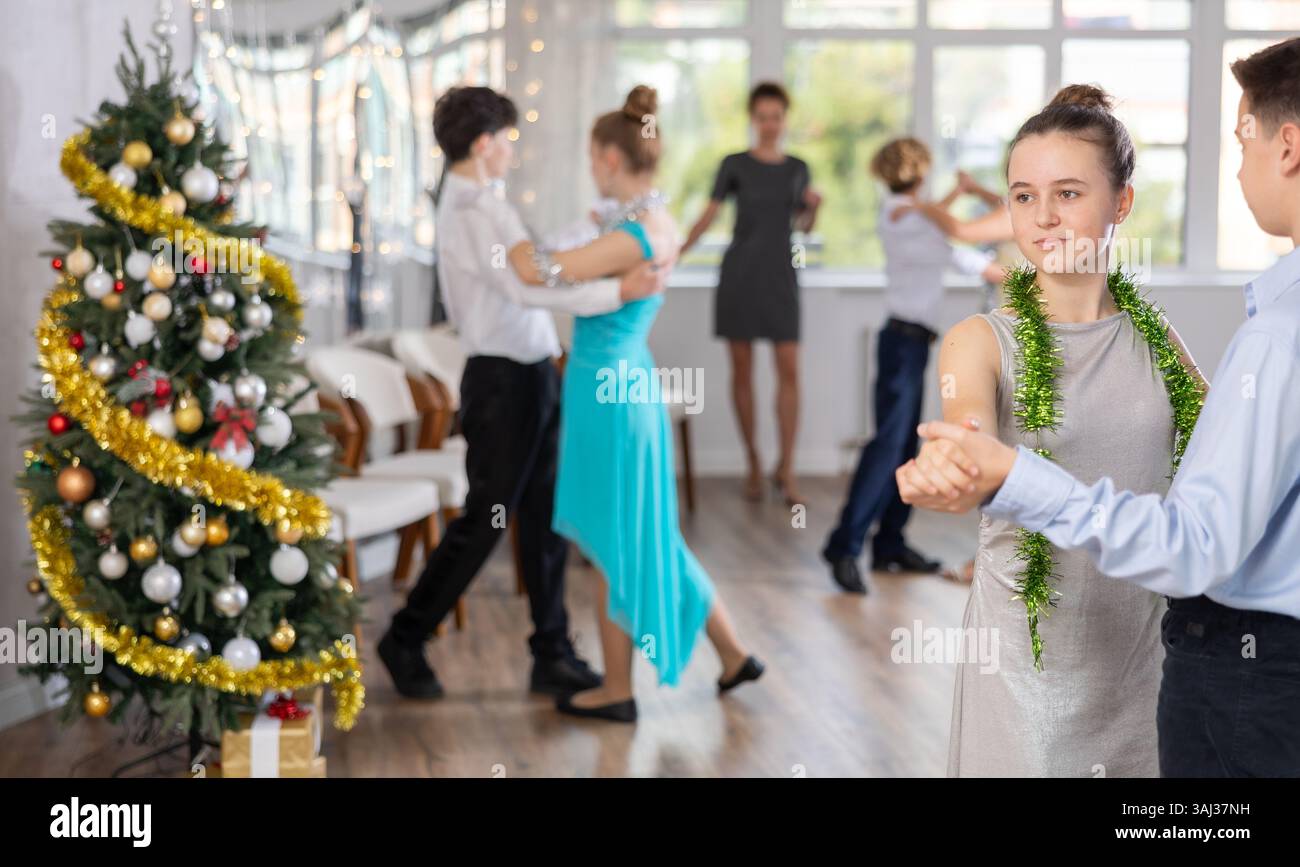 Waltz performed by girls and boys during Christmas celebrations Stock ...