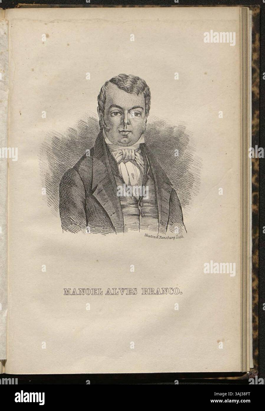 Lithograph portrait of Manuel Alves Branco, from 'História do Movimento ...