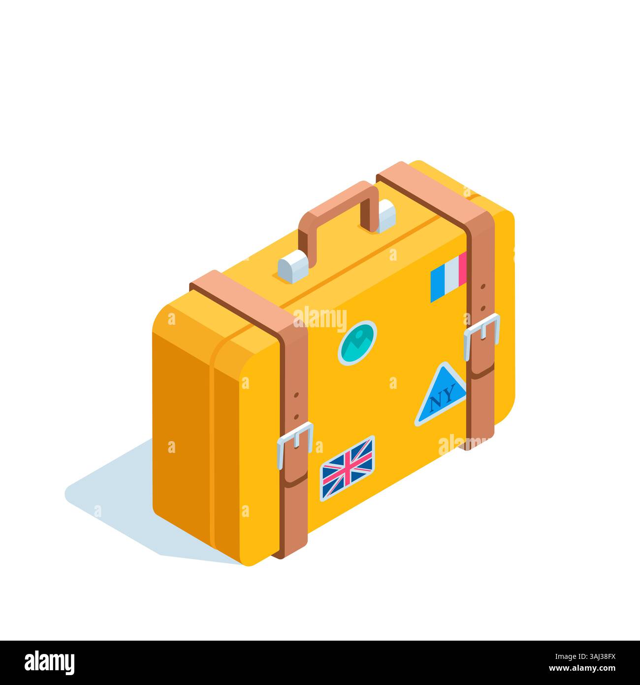 isometric travel suitcase, in color on a white background, world travel ...
