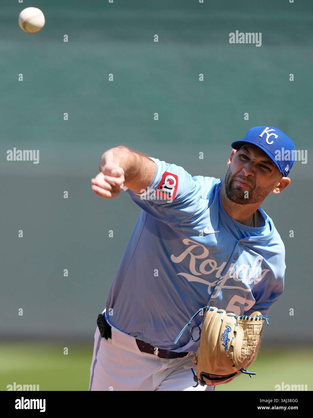 Kansas City Royals starting pitcher Michael Wacha throws during the ...