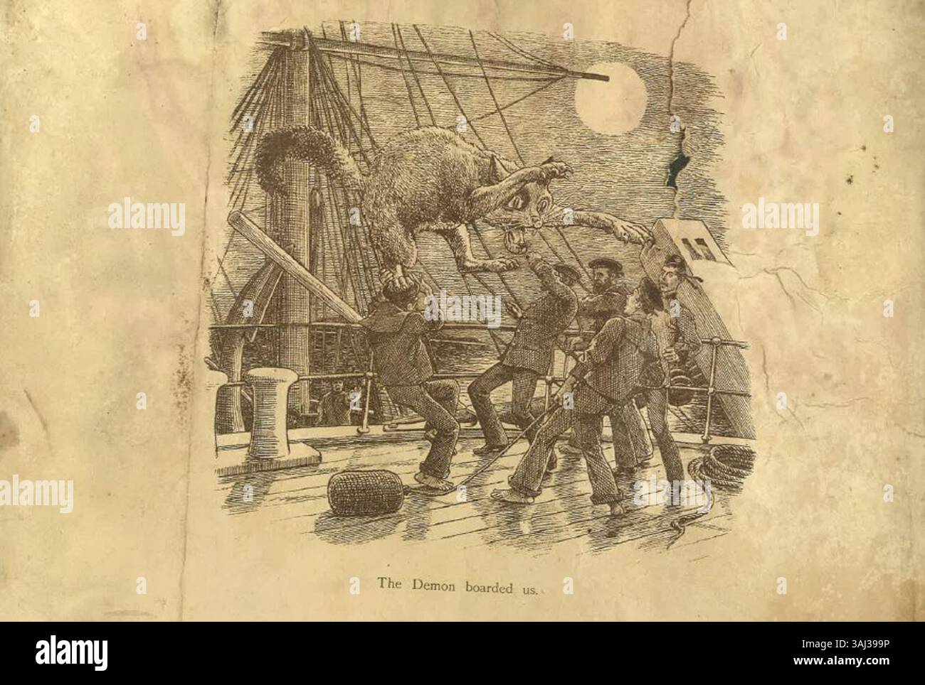 This 1898 illustration from *The Demon Cat - A Naval Melo-Drama* shows ...