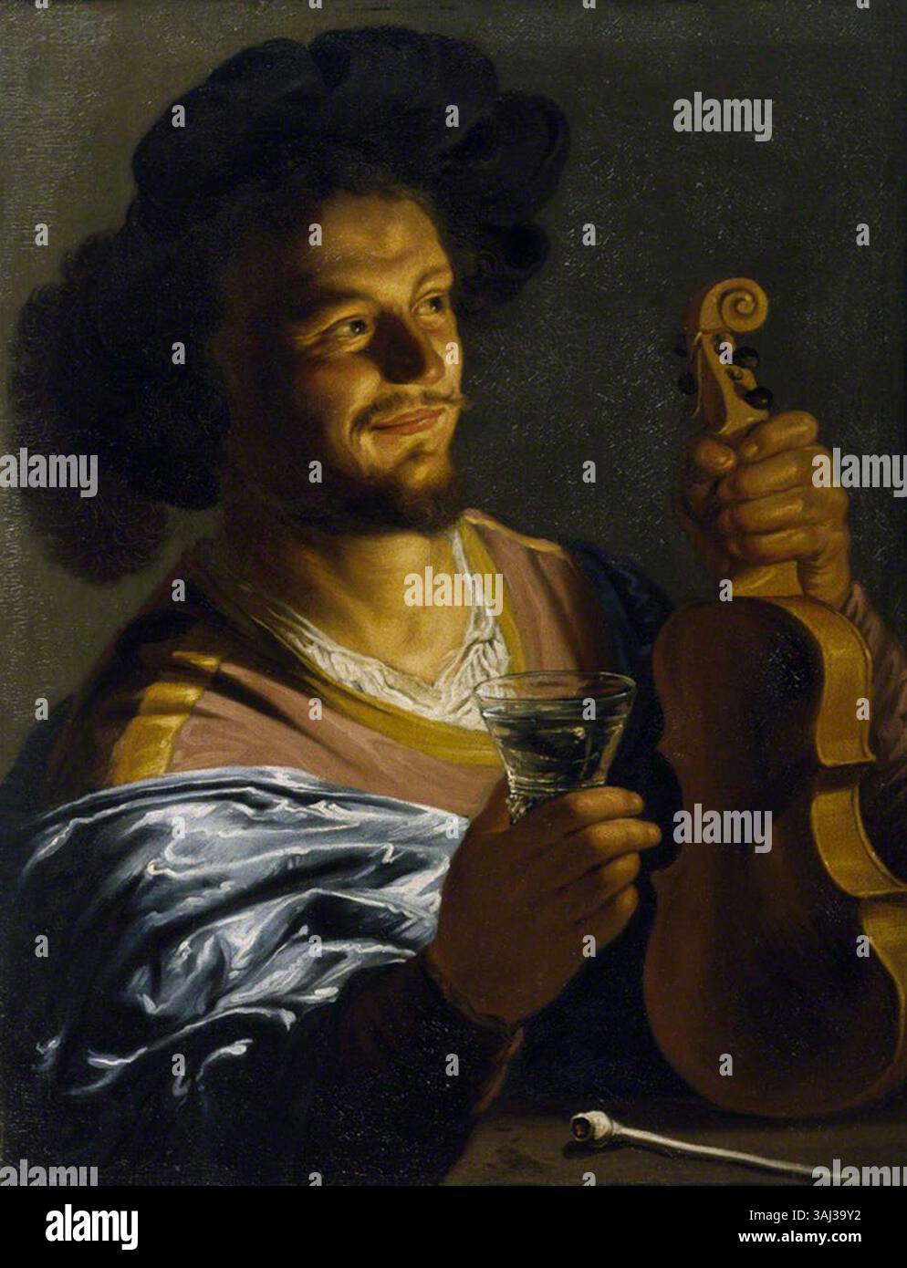 This genre painting, attributed to Matthias Stom, depicts a man with a ...