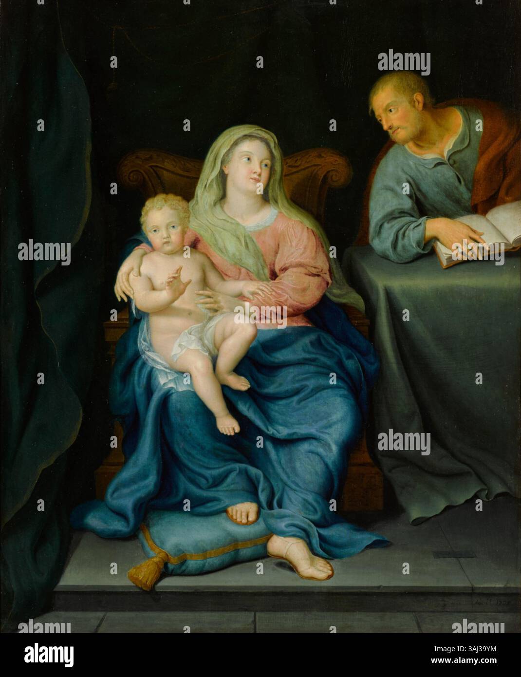 This 1735 oil painting by Gerard Wigmana depicts the Holy Family at ...