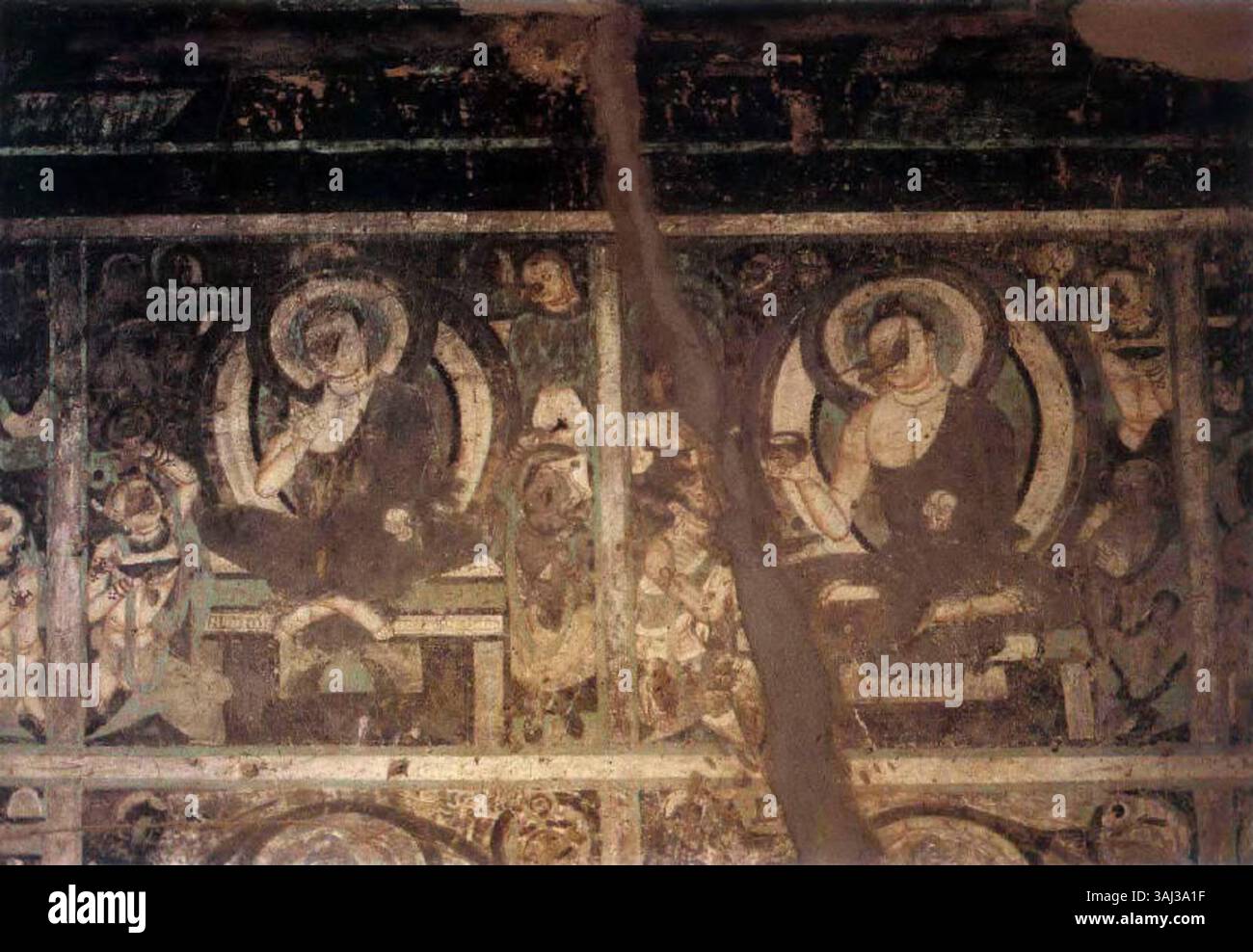 The right wall of Cave 100, painted in the 7th century, contains vivid ...