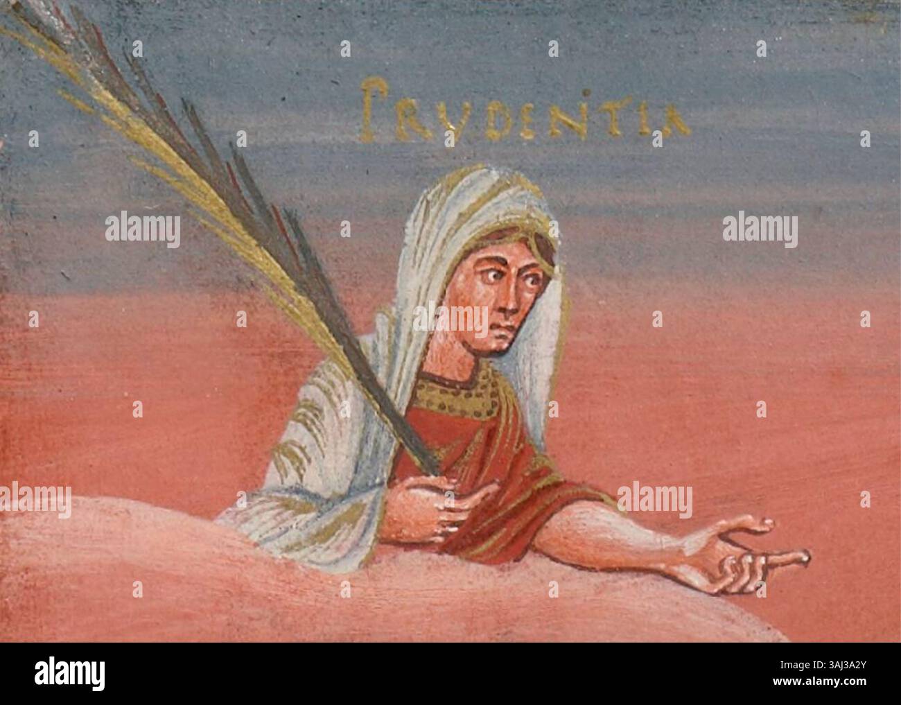 This illustration from the Vivian Bible represents Prydentia (Prudence ...