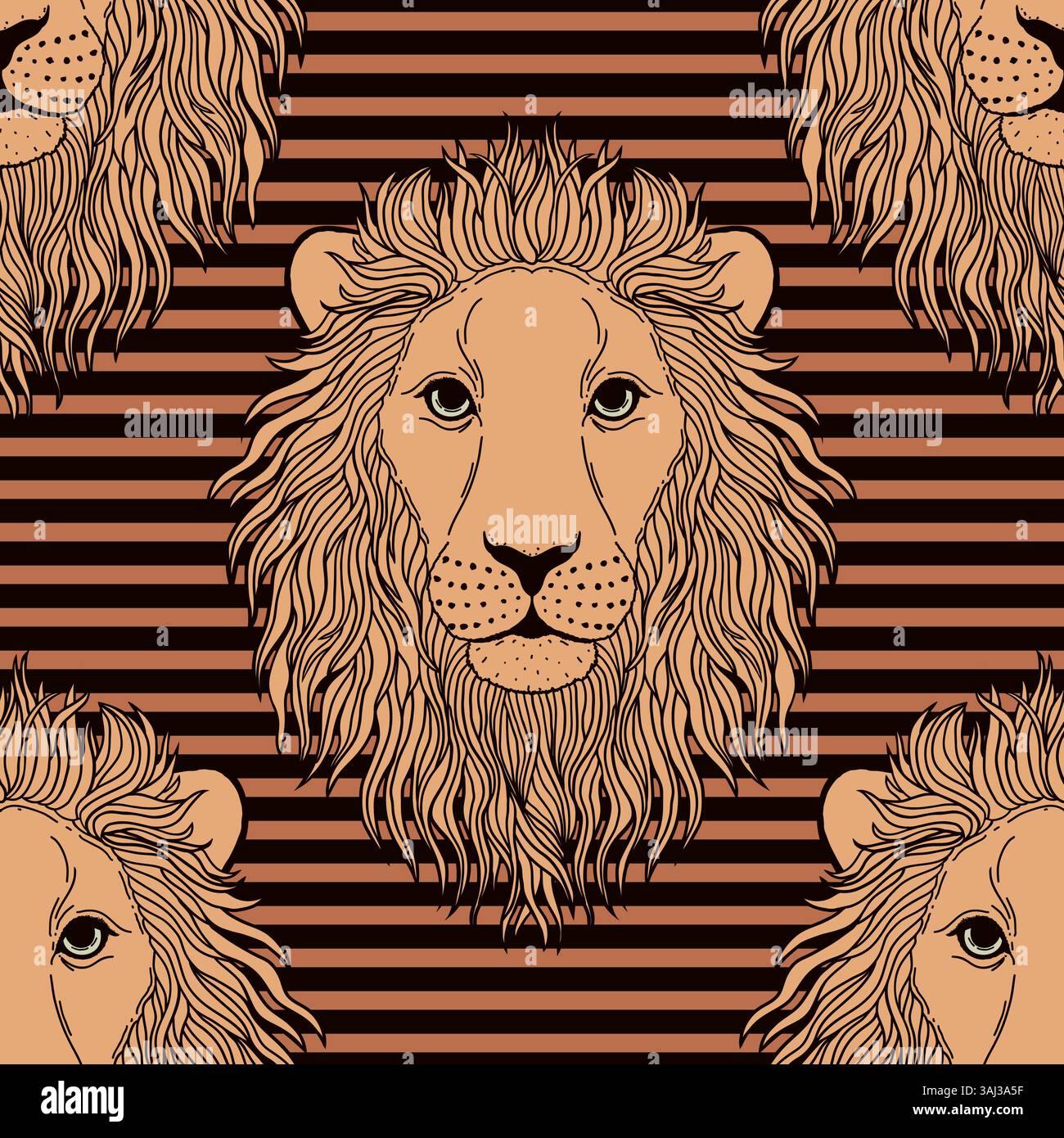 Seamless pattern with lion head Stock Vector Image & Art - Alamy