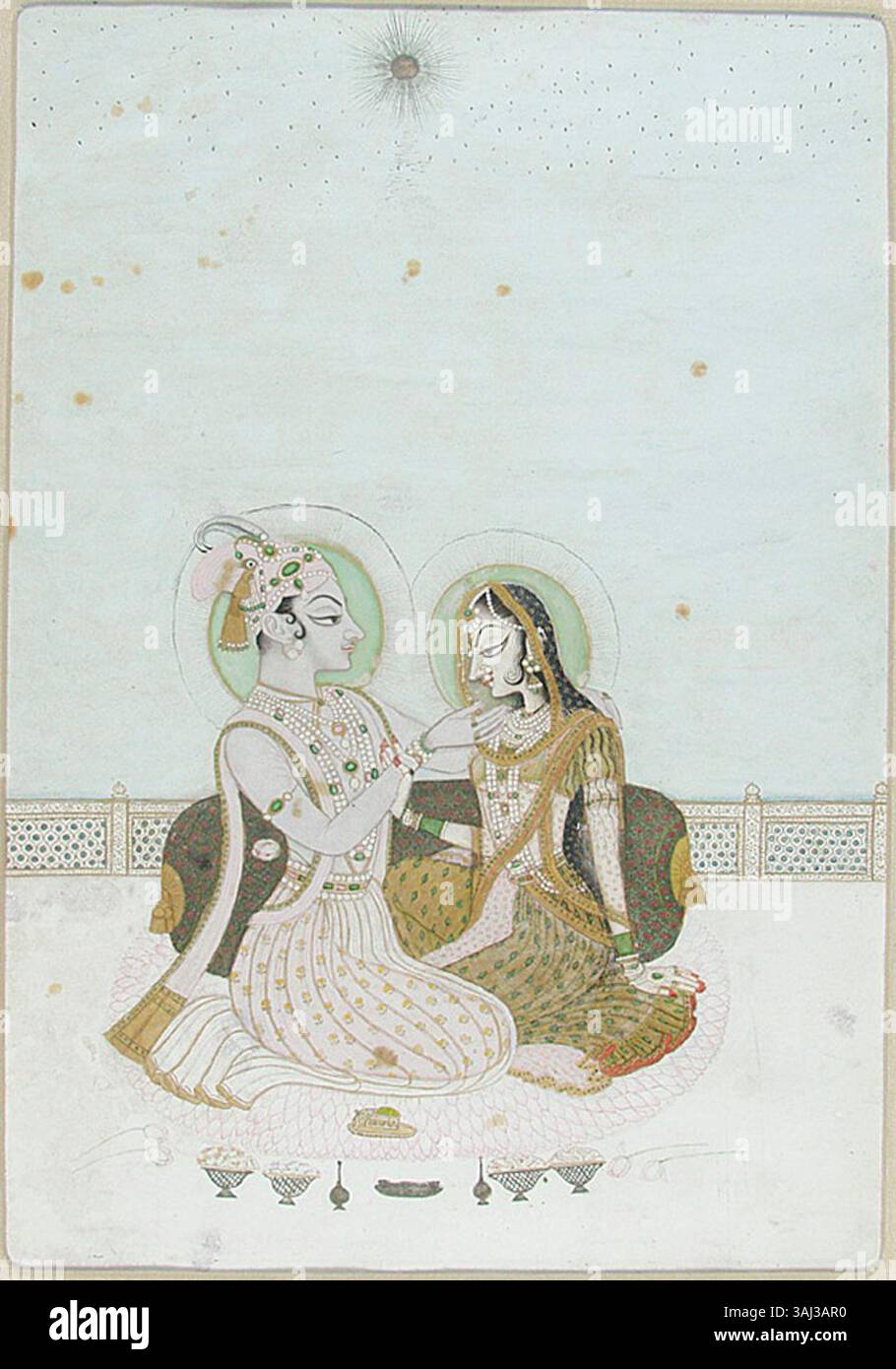 This circa 1775 painting depicts the divine couple Krishna and Radha ...