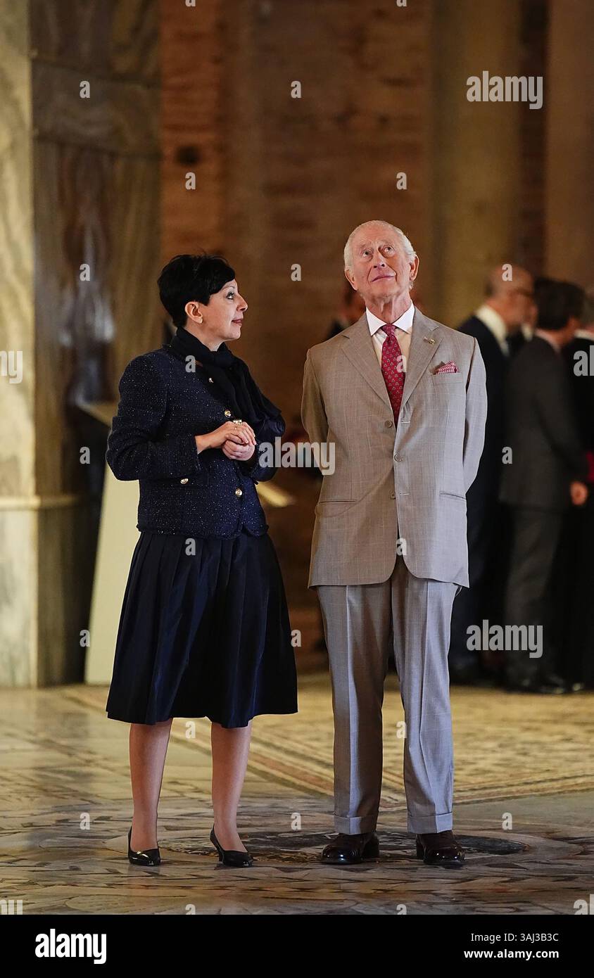 King Charles III, visits the Basilica di San Vitale and the Mausoleum ...