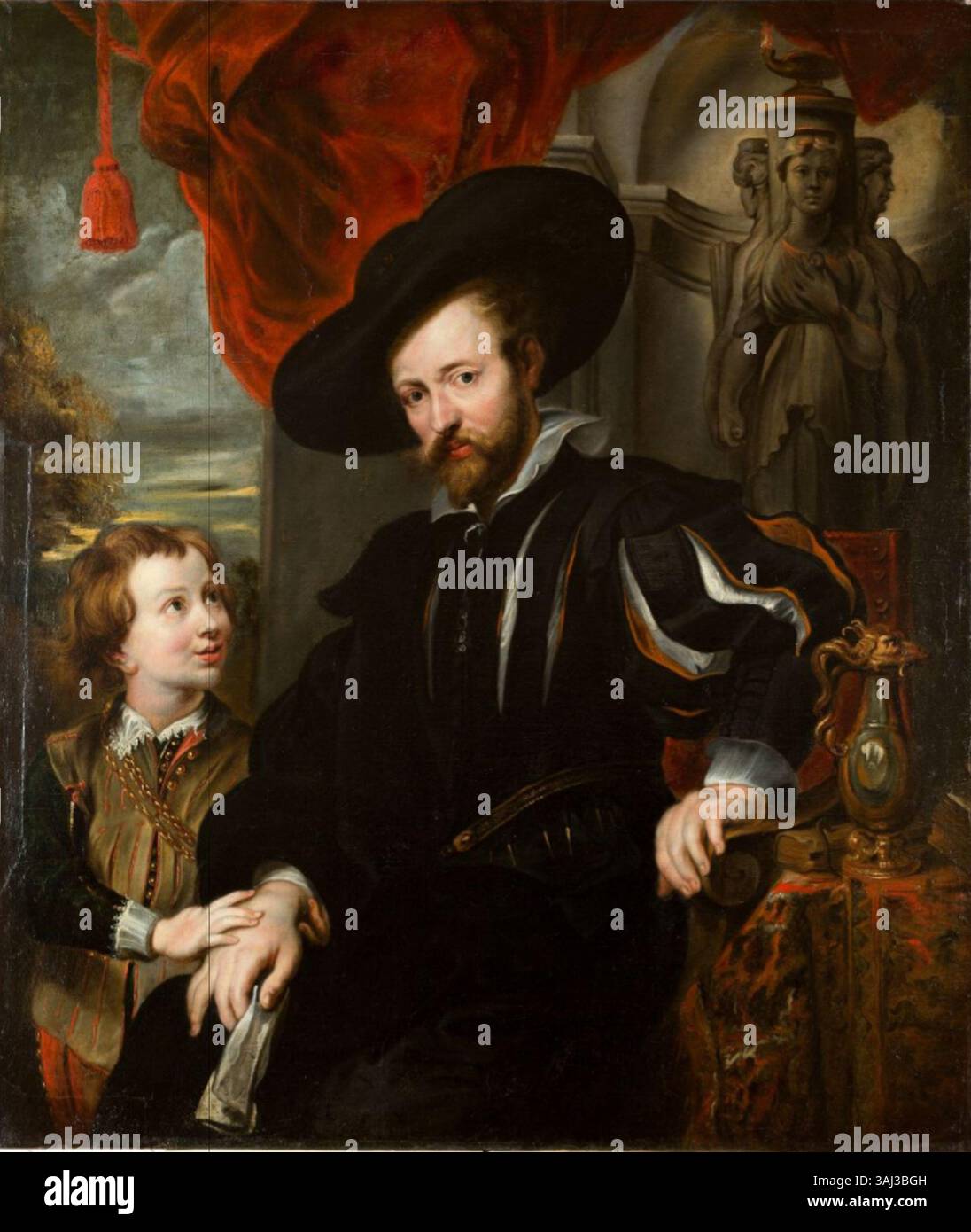 This double portrait, attributed to the Circle of Peter Paul Rubens, shows the artist with his ...
