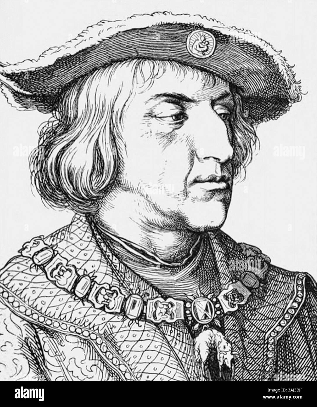 This portrait of Maximilian I, Holy Roman Emperor, is part of Ludwig Bechstein’s 1854 collection ...