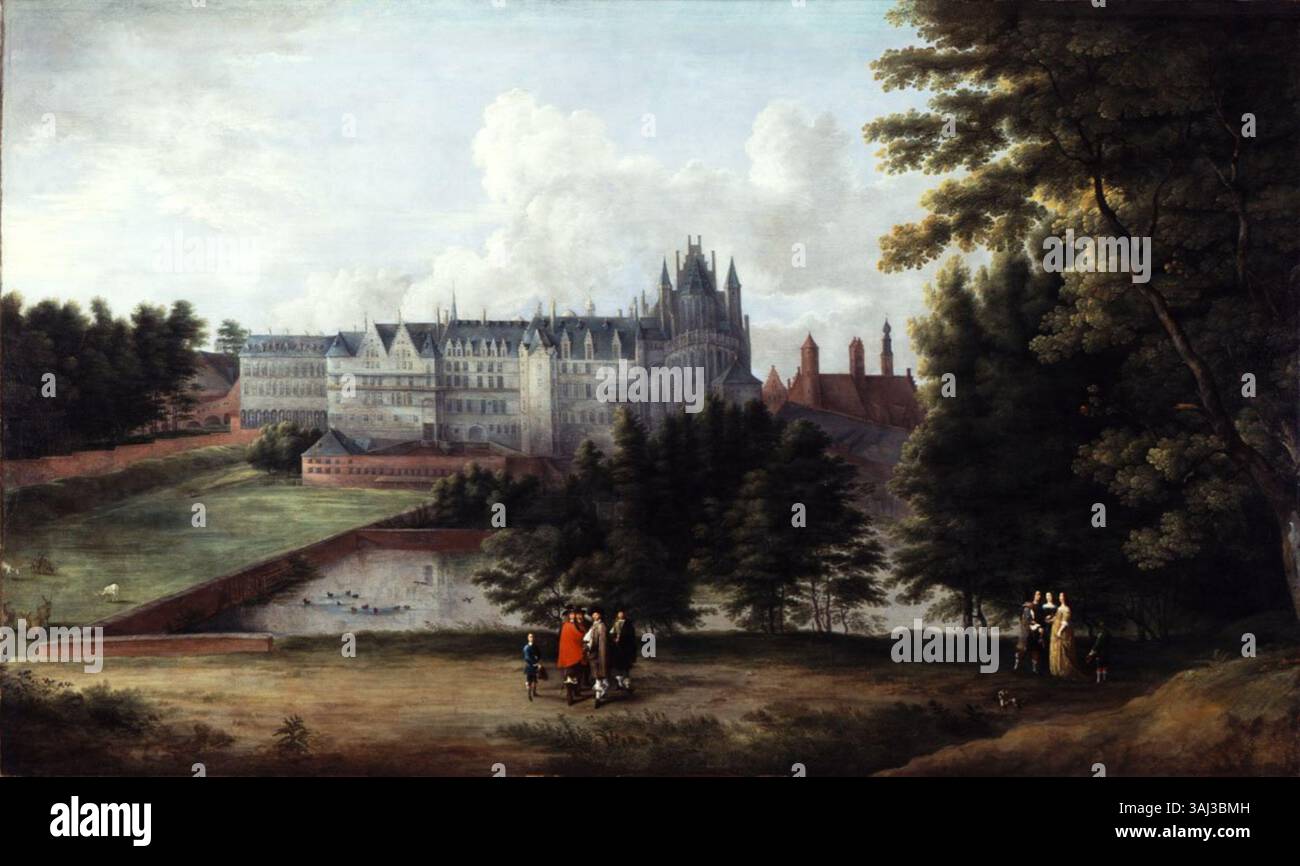 A 1650 painting by an anonymous Flemish artist depicting the Palace of ...