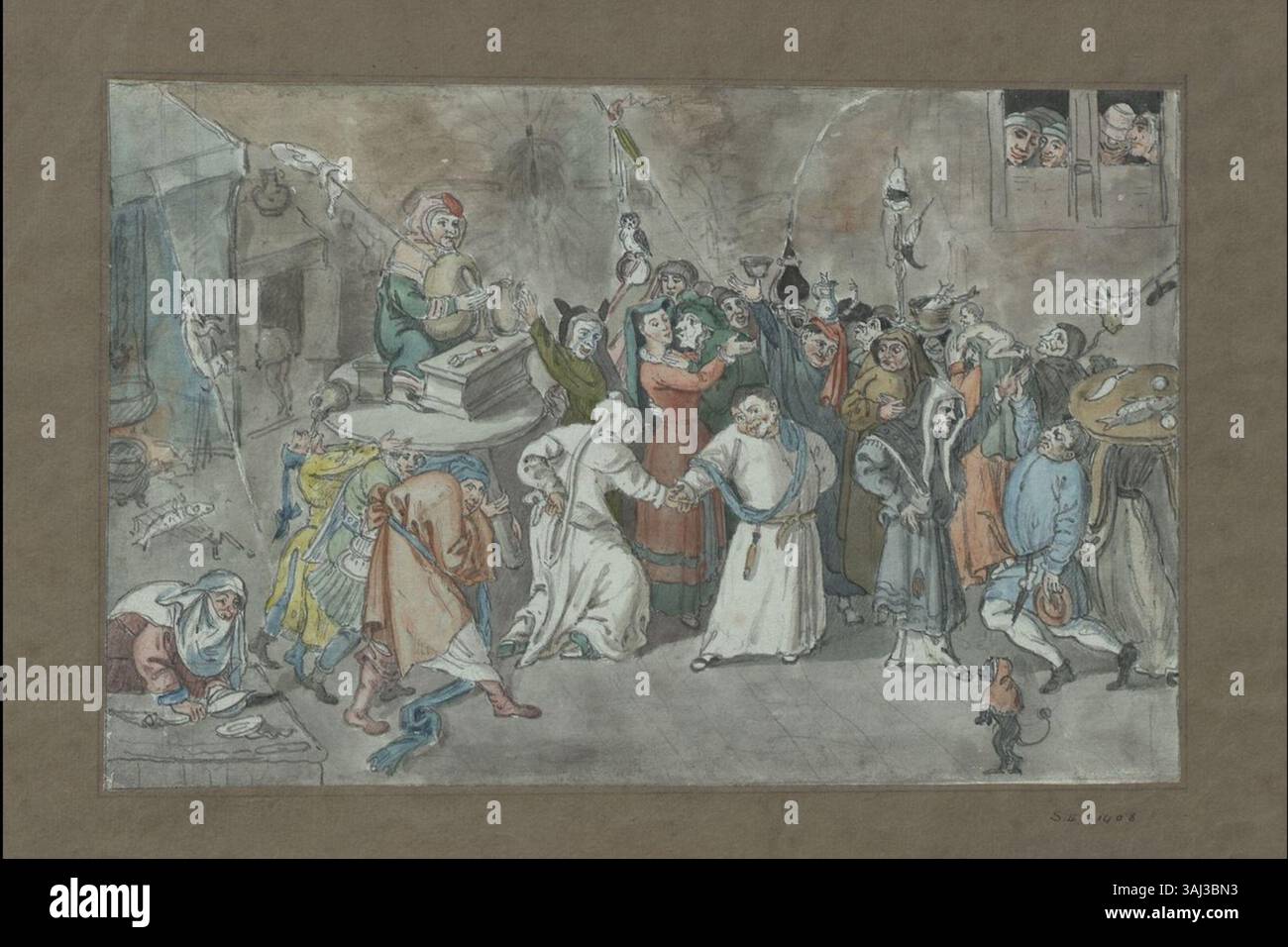 The drawing depicts a symbolic confrontation between Carnival and Lent ...