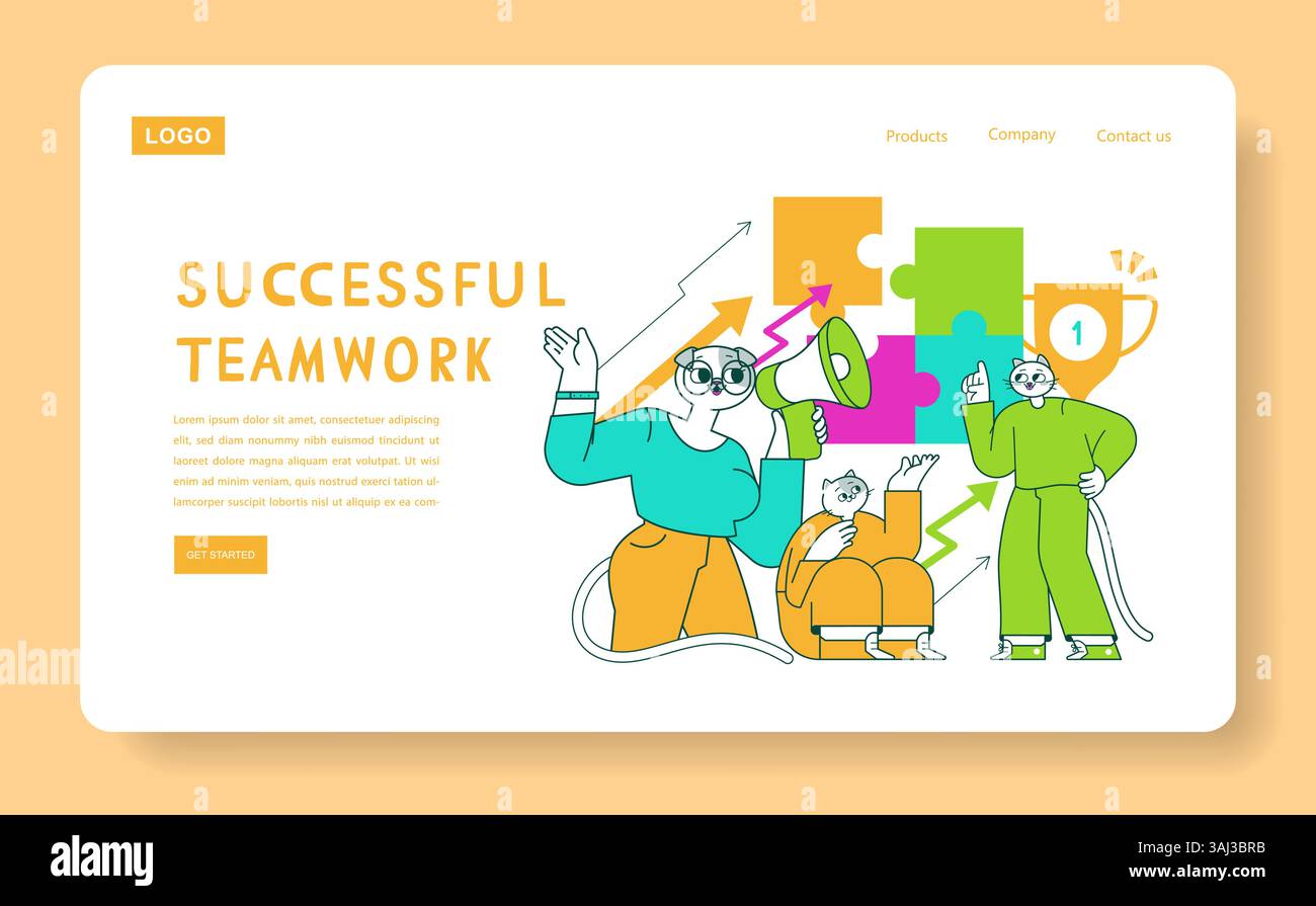 Business Cat theme emphasizing teamwork and collaboration. Illustrates ...