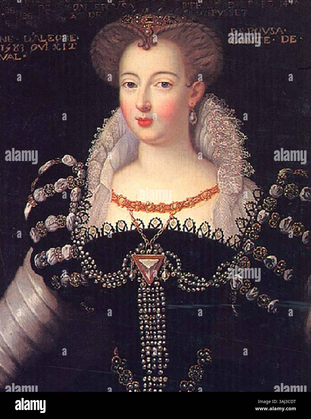 This portrait from the 16th century depicts Anne d'Alègre, the wife of ...