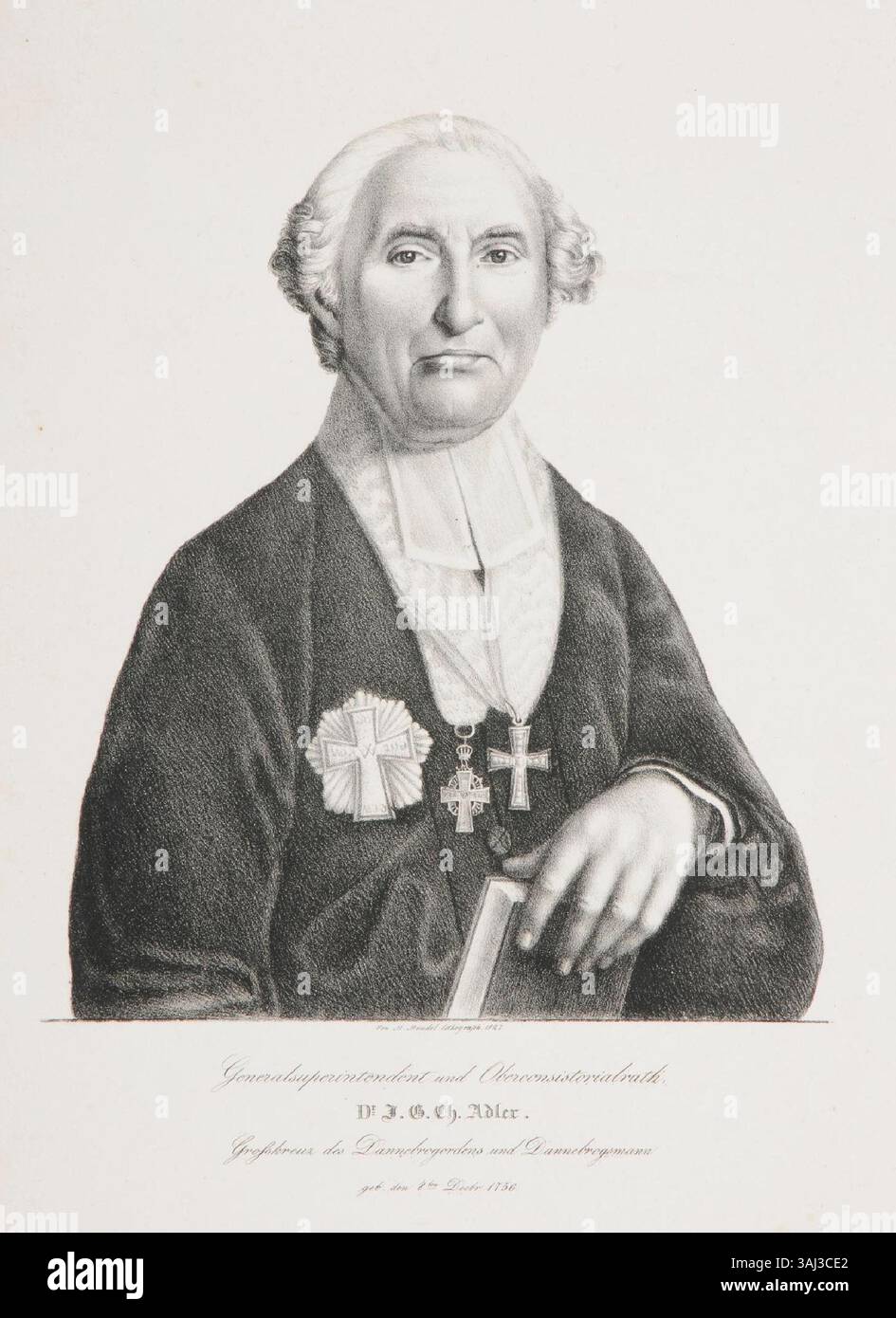 A lithograph portrait of Jacob Georg Christian Adler (1756-1834 ...