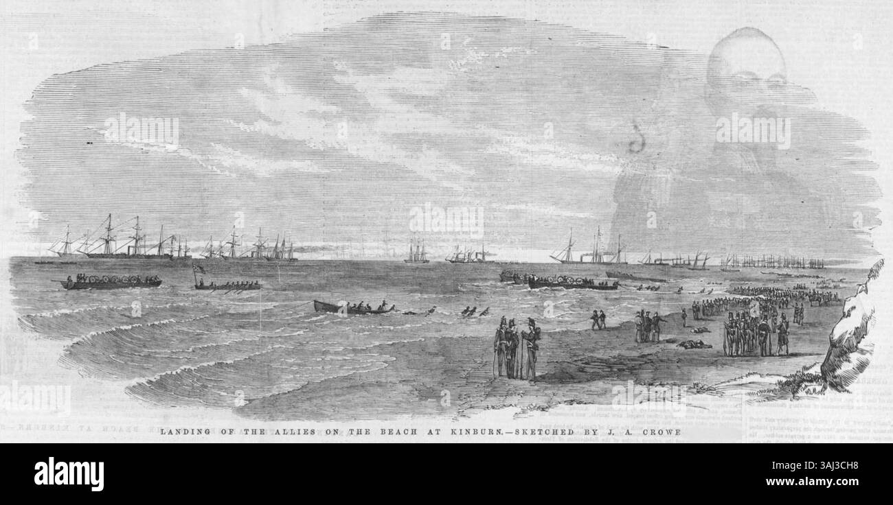 This 1855 illustration depicts the landing of the Allied forces at ...