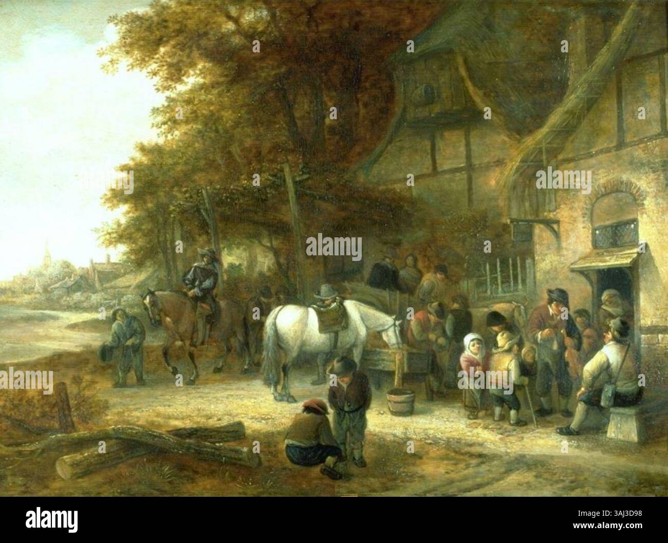 This 1640 painting by Isaac van Ostade, titled 'Travellers Halting at ...