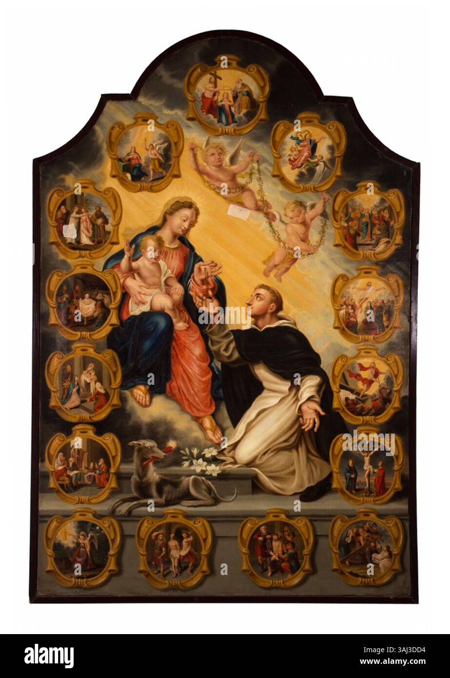 This late 17th to early 18th-century oil painting depicts Saint Dominic ...
