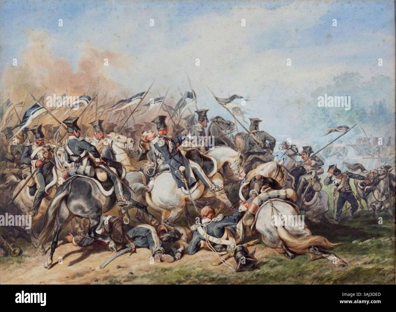 Juliusz Kossak's 'The Battle of Ostroka' (1873) watercolor painting ...