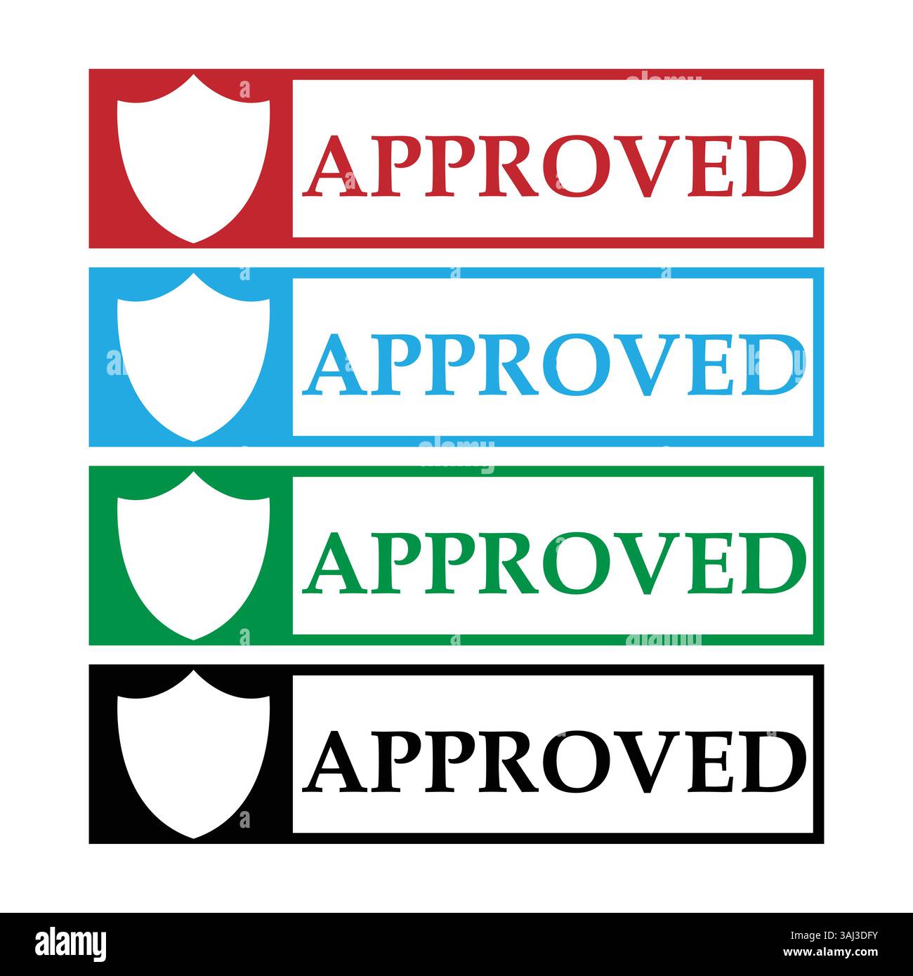 Approval Seals with Shield Icon and Bold Typography Stock Vector Image ...