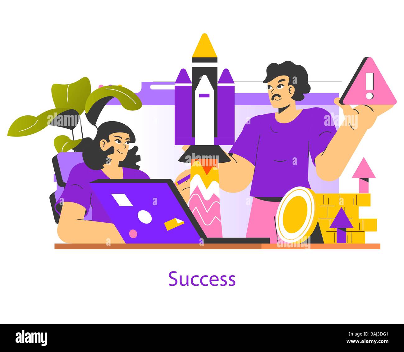 Risk management in achieving success shown through teamwork. One person ...