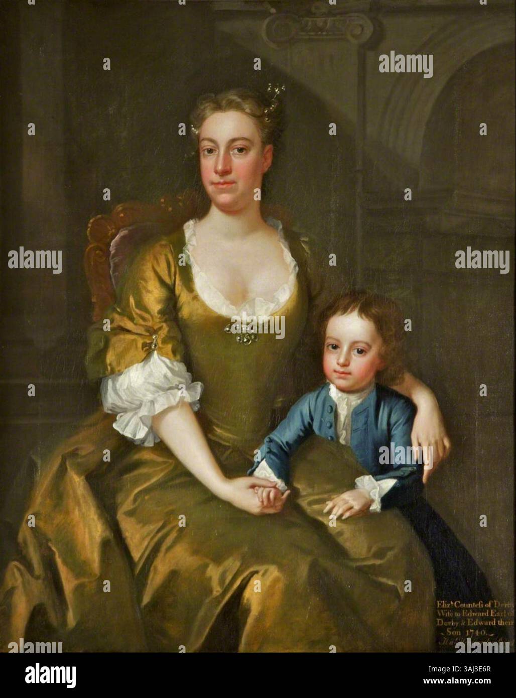 This oil painting by Hamlet Winstanley, created around 1740, portrays ...