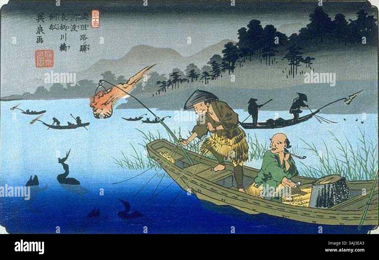 'Godo on the Kisokaido' is an ukiyo-e print by Keisai Eisen depicting a ...