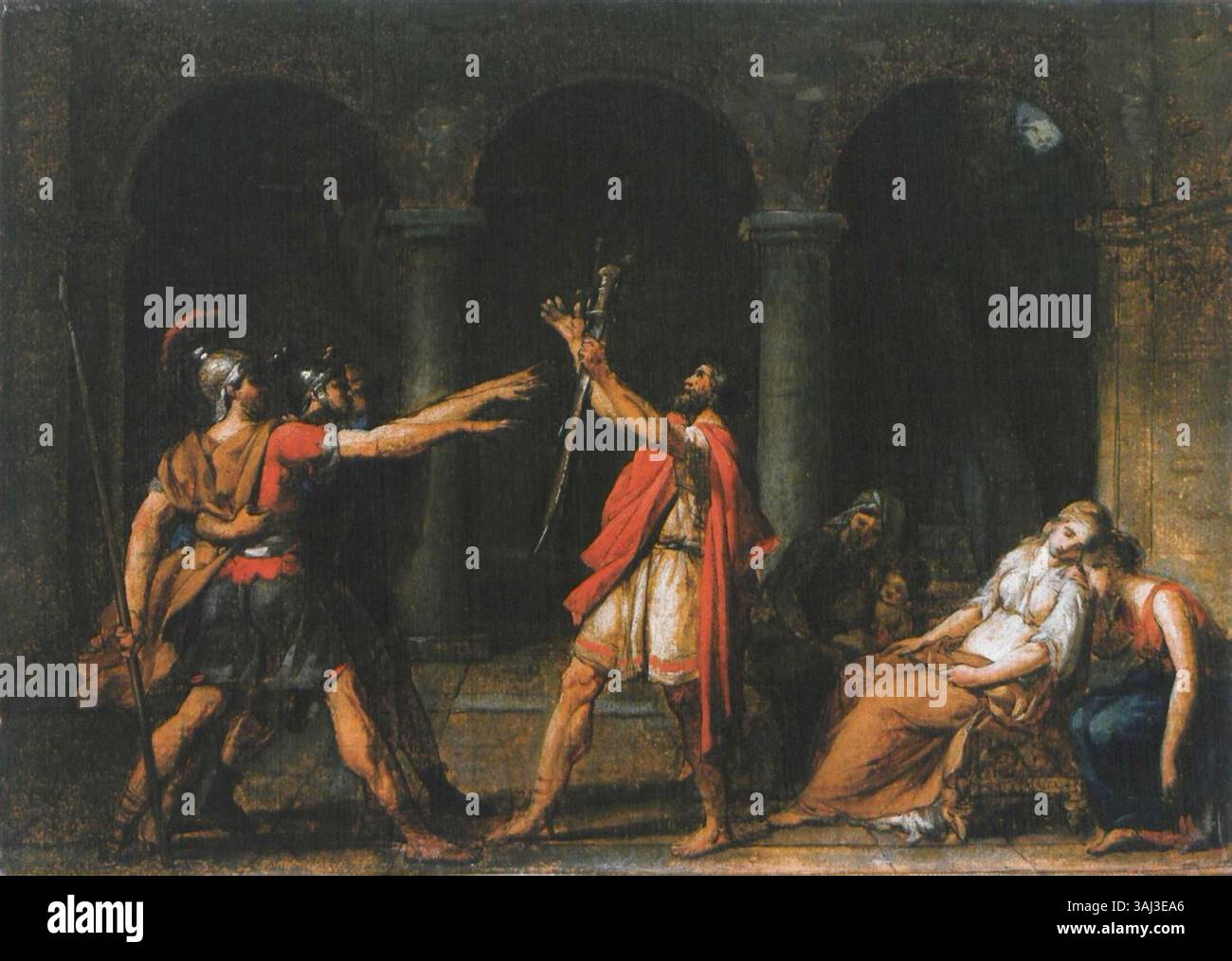 The sketch for Jacques-Louis David's famous painting 'The Oath of the ...