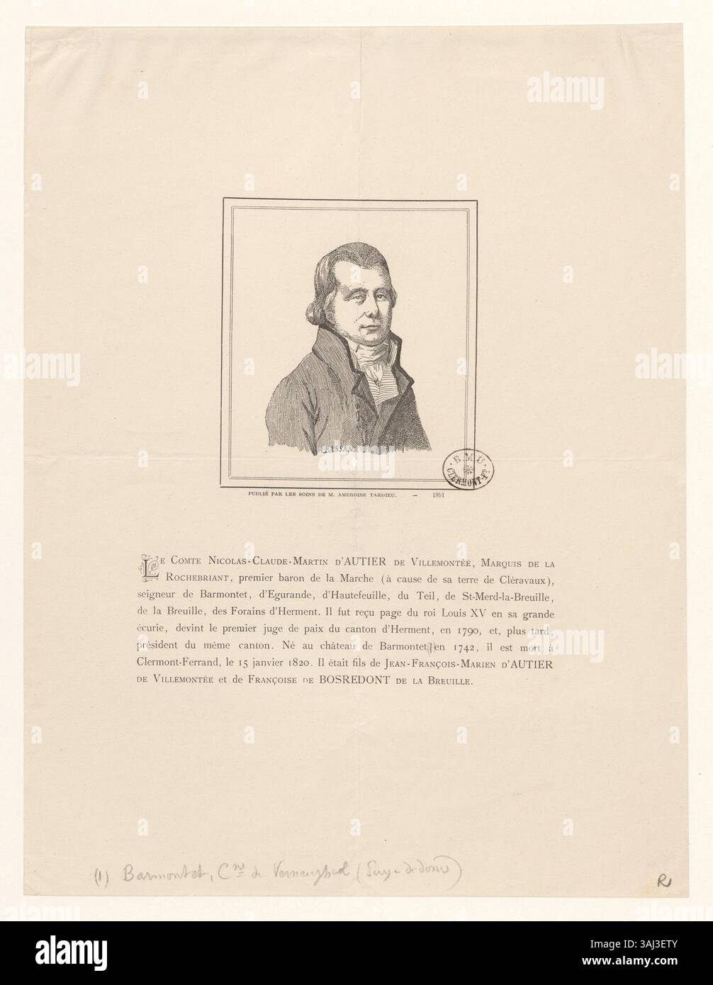 Nicolas claude martin dautier de villemontee hi-res stock photography ...