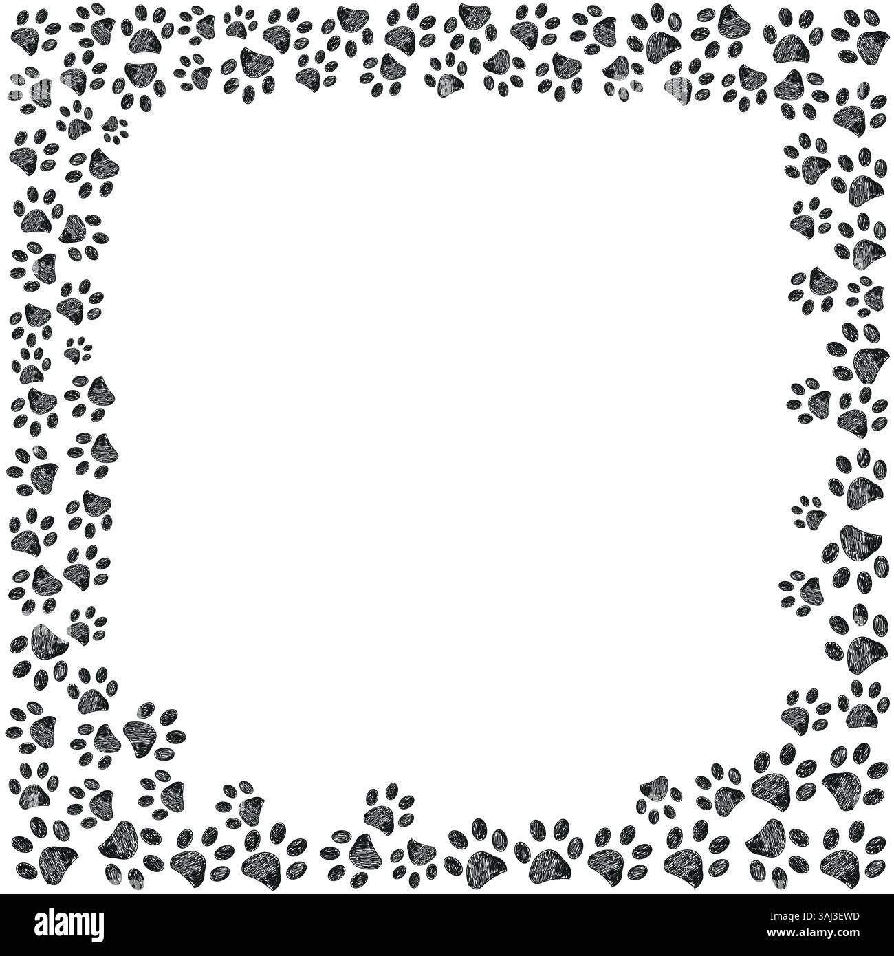 Black colored paw prints frame design Stock Vector Image & Art - Alamy