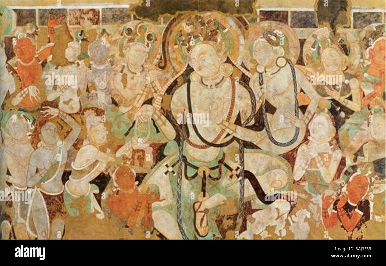 A 6th-century mural from the Cave of the Hippocampi, depicting the ...
