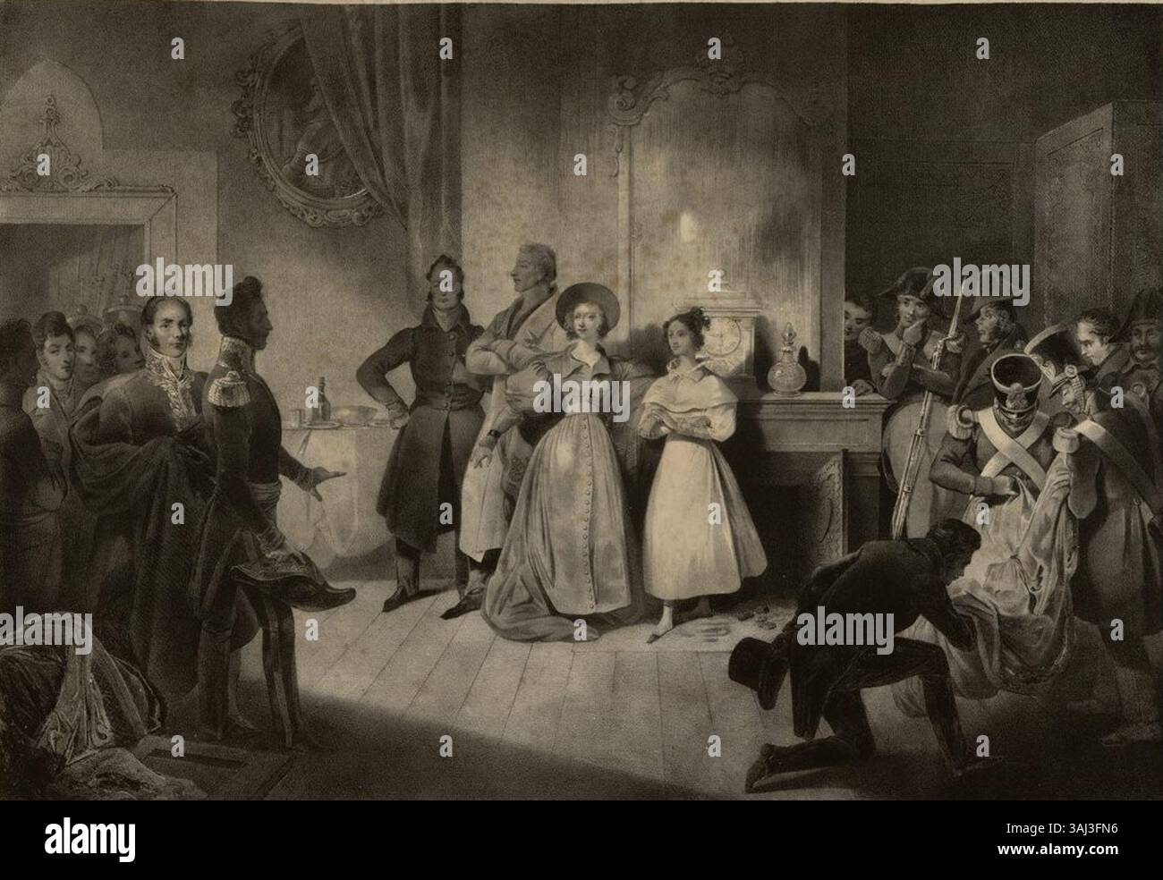 This lithograph illustrates the arrest of Madame, Duchesse de Berry, a ...