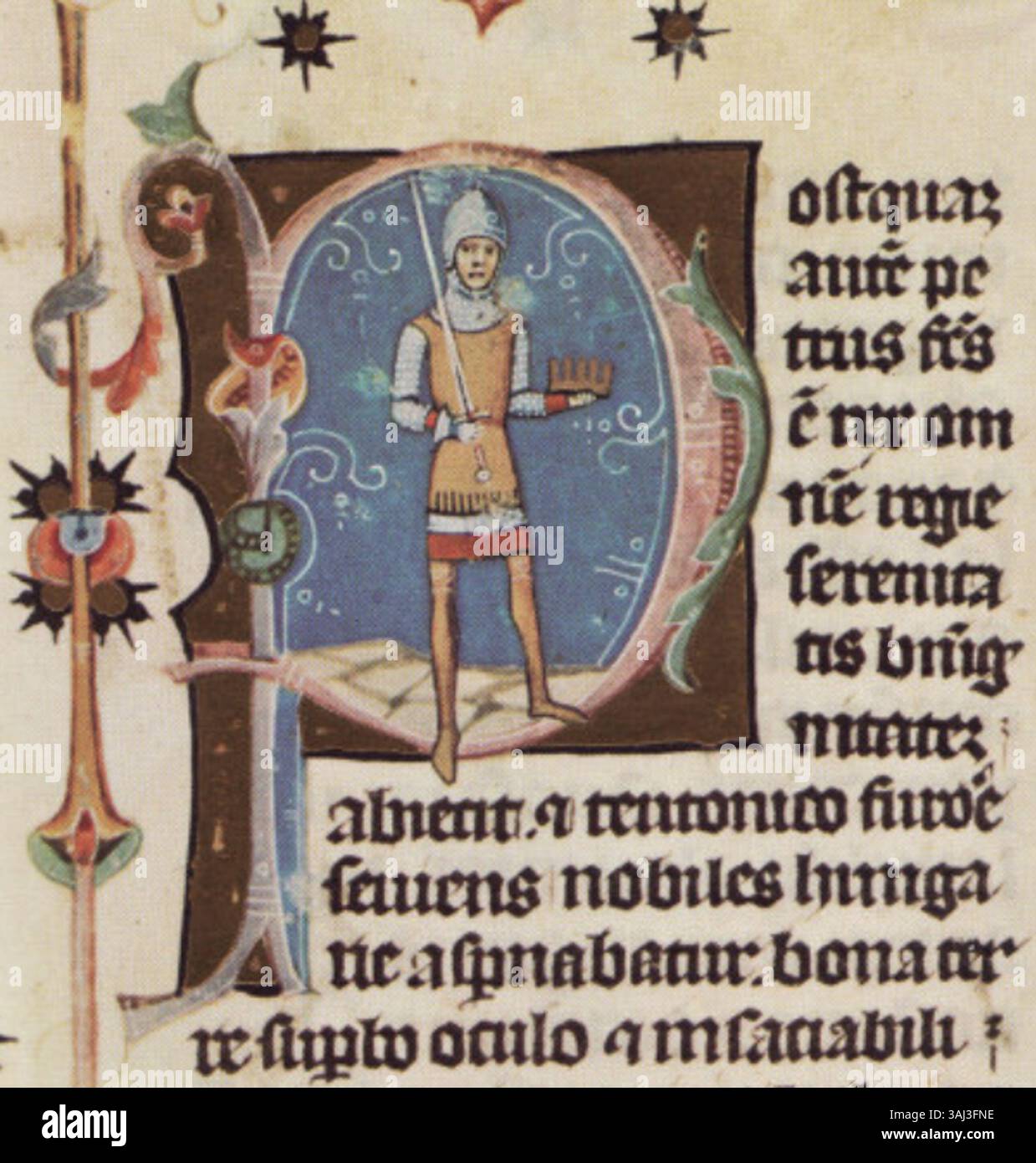 A page from the Hungarian 'Képes Krónika' circa 1360, depicting King ...