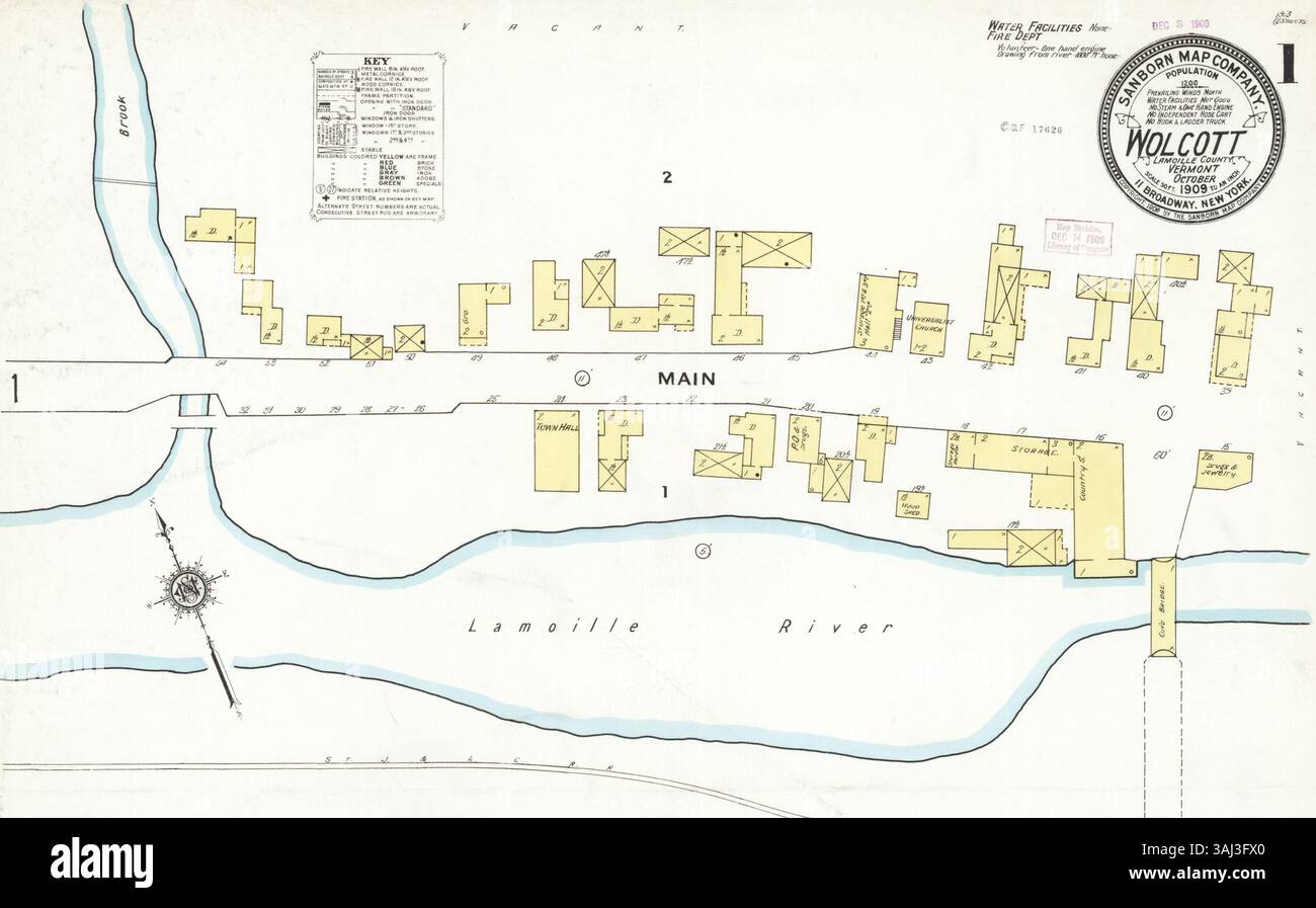 This Sanborn Fire Insurance Map, dated October 1909, shows Wolcott ...