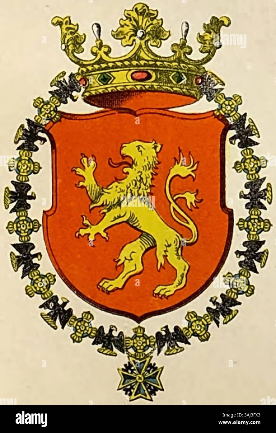 The 1884 coat of arms of Johann Wilhelm von Krauseneck (1774–1850), an ...
