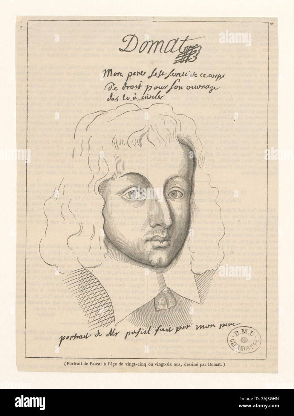 This wood engraving print from the Boyer collection presents a portrait ...