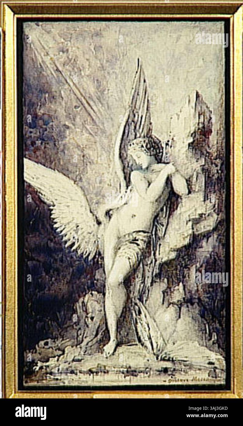 Gustave Moreau's depiction of Leda presents the mythological figure in a classical setting ...