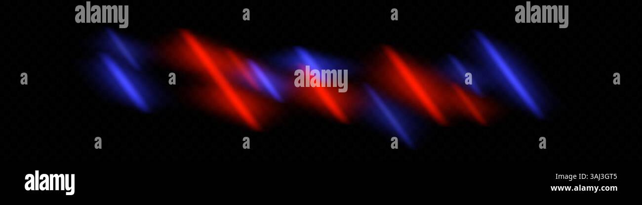 Pulse light. Repeating zigzag beams in red and blue. Blurred glow, fast ...