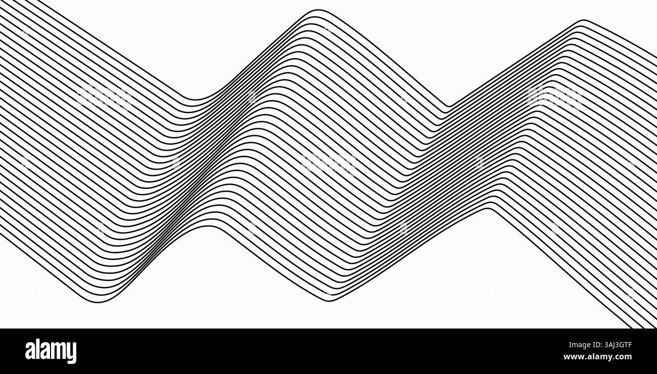Abstract geometric line background. Simple black and white motion line ...