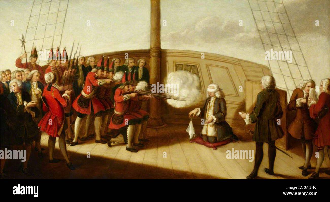 This painting from the British School depicts the execution of Admiral ...