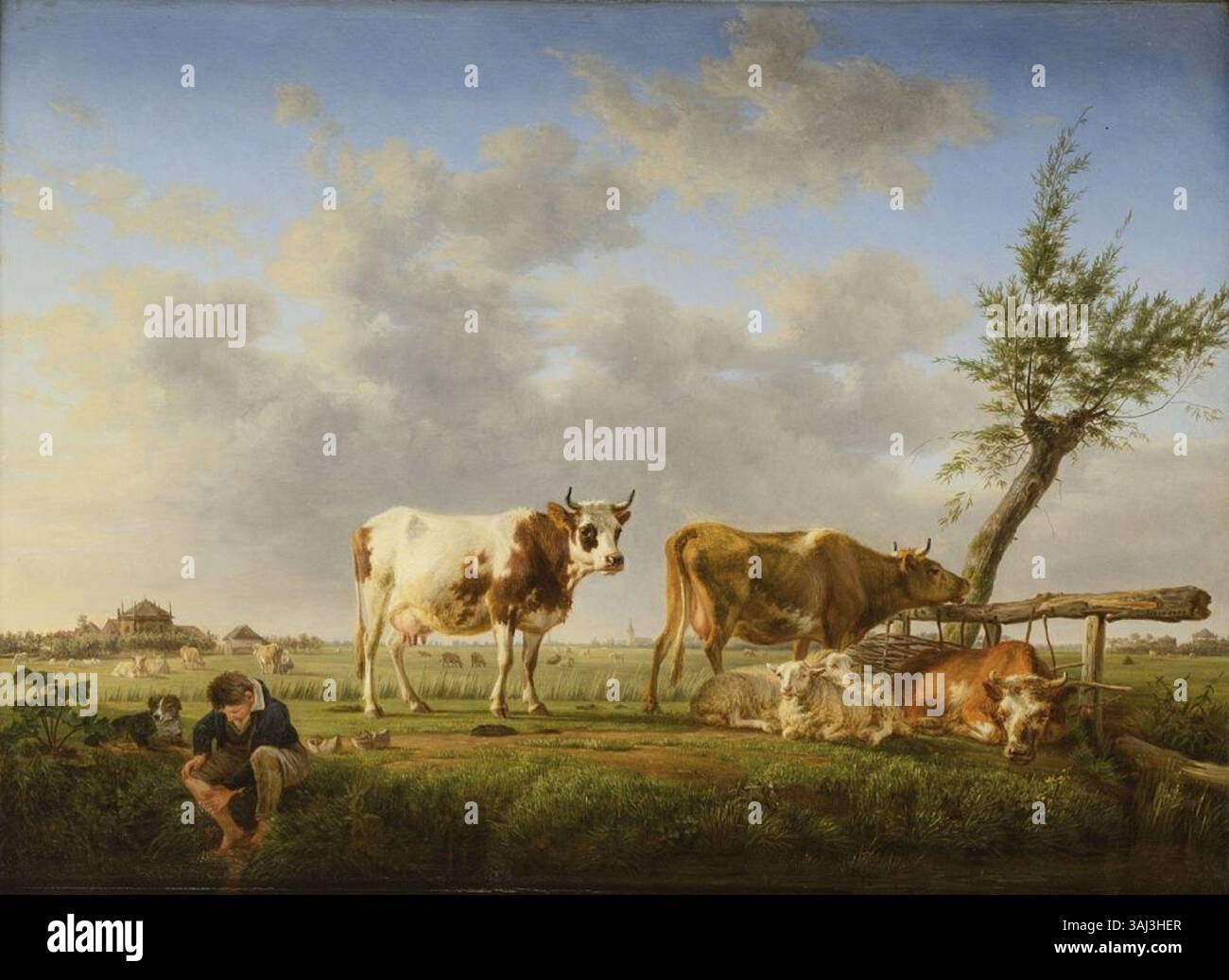 'Shepherd and his Flock' by Jean-Baptiste Berré, painted in 1824 ...