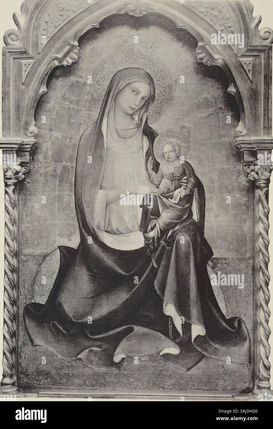 This 1424 oil on panel painting by Lorenzo Monaco depicts the Madonna of Humility. The image ...