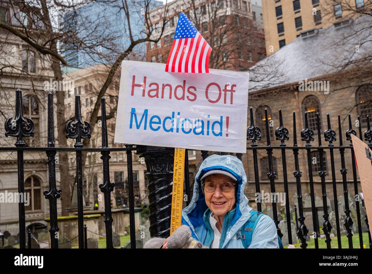 Boston, MA, US-April 5, 2025: Hands Off anti-Trump protest with ...
