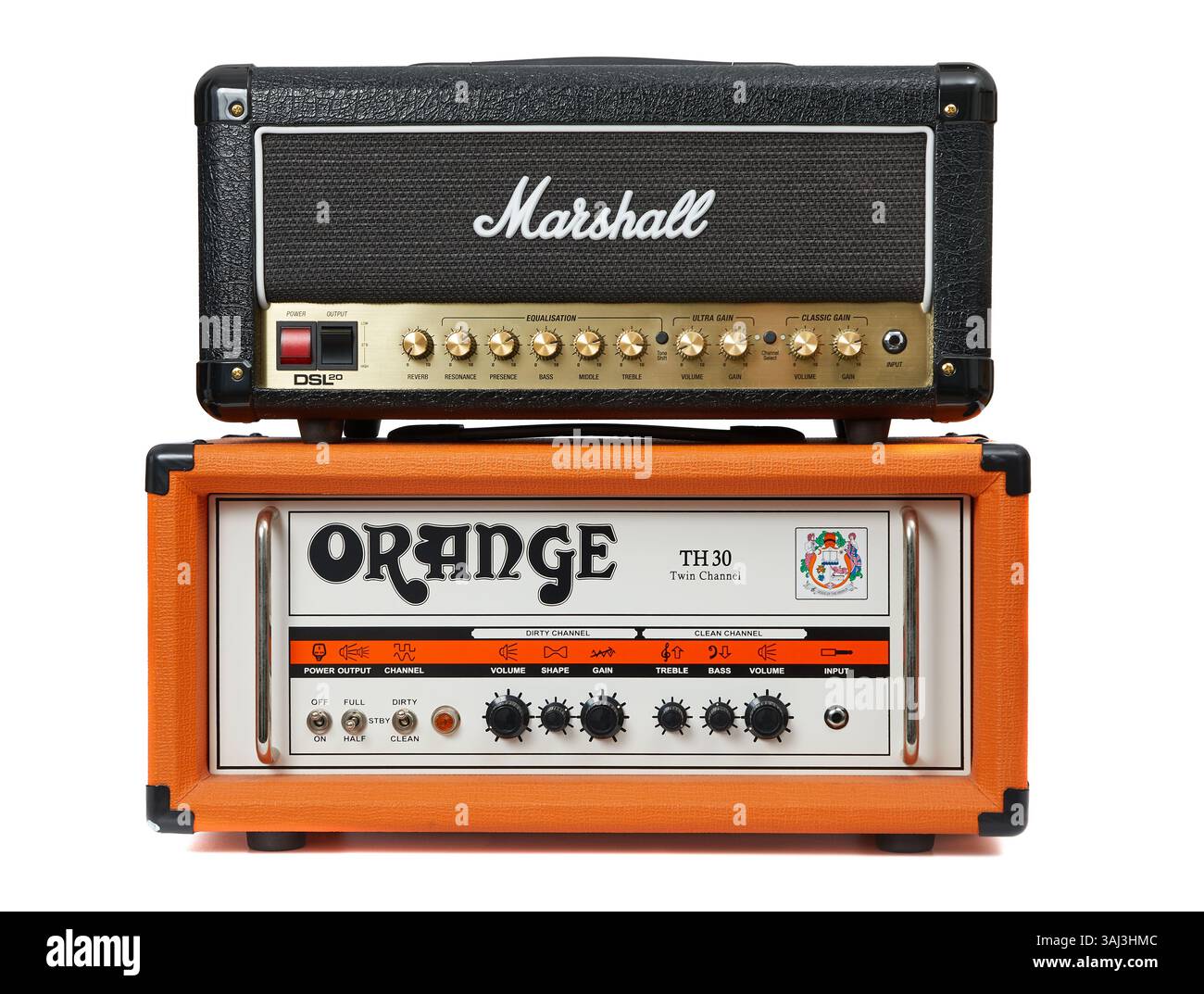Orange guitar amplifier tube amp head TH30, Marshall DSL 20 Stock Photo ...