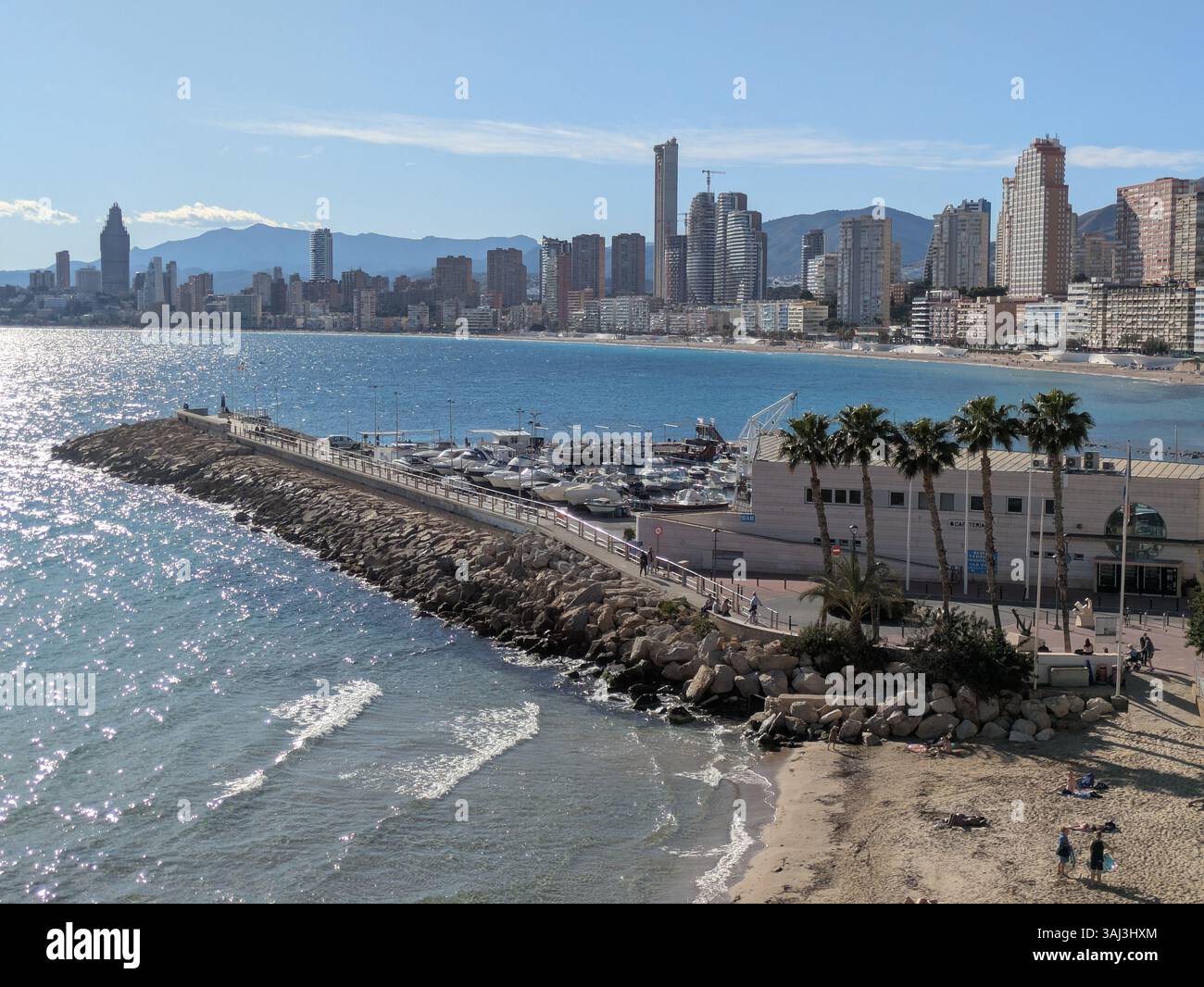 View of Benidorm pier and Poniente beach Stock Photo - Alamy