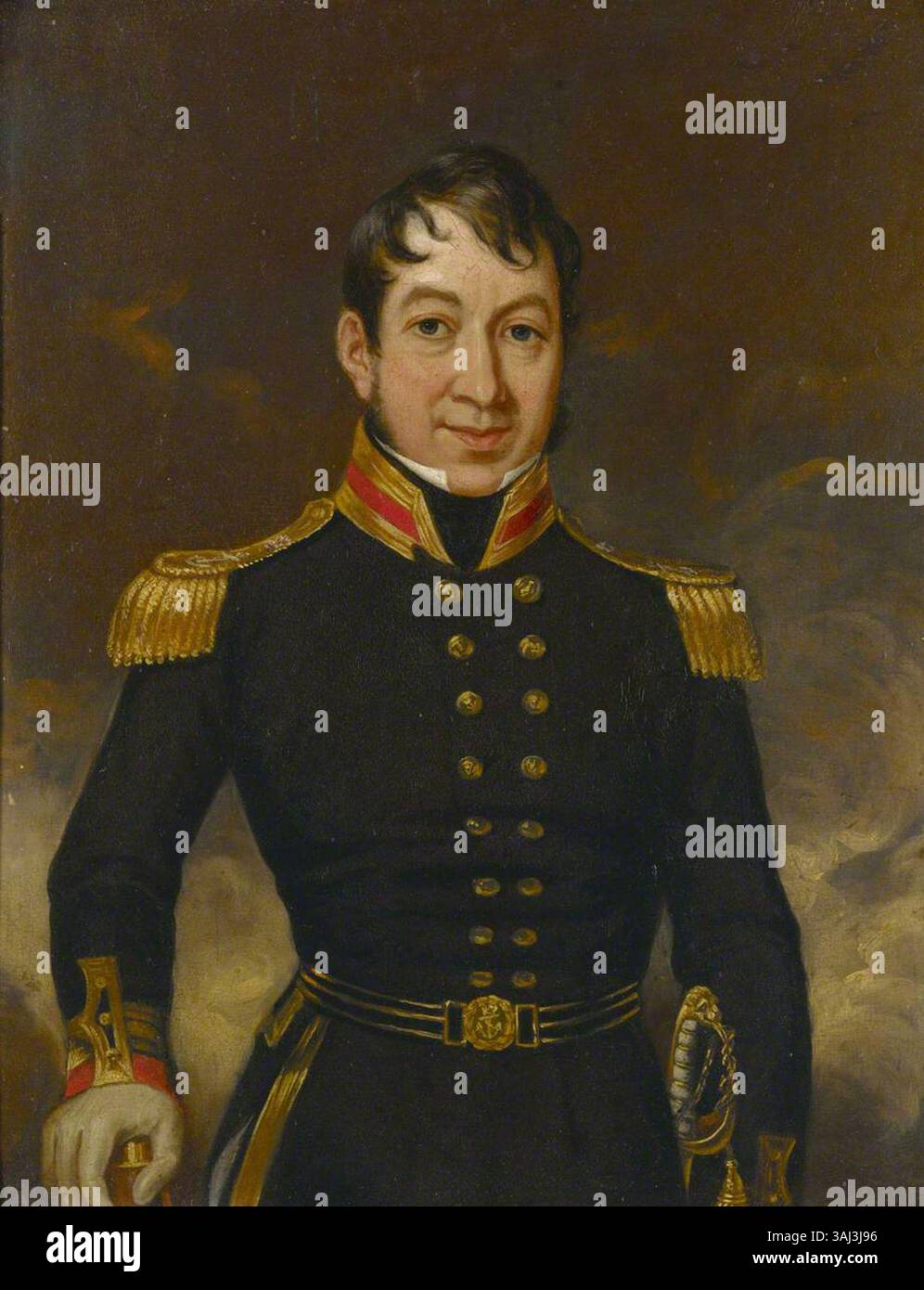 A 19th-century portrait of Captain Sir Robert Oliver, painted by the British School. This oil ...