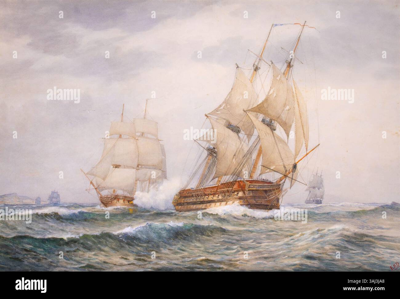 This 19th-century painting by E.H. Dyason portrays the dramatic Battle ...