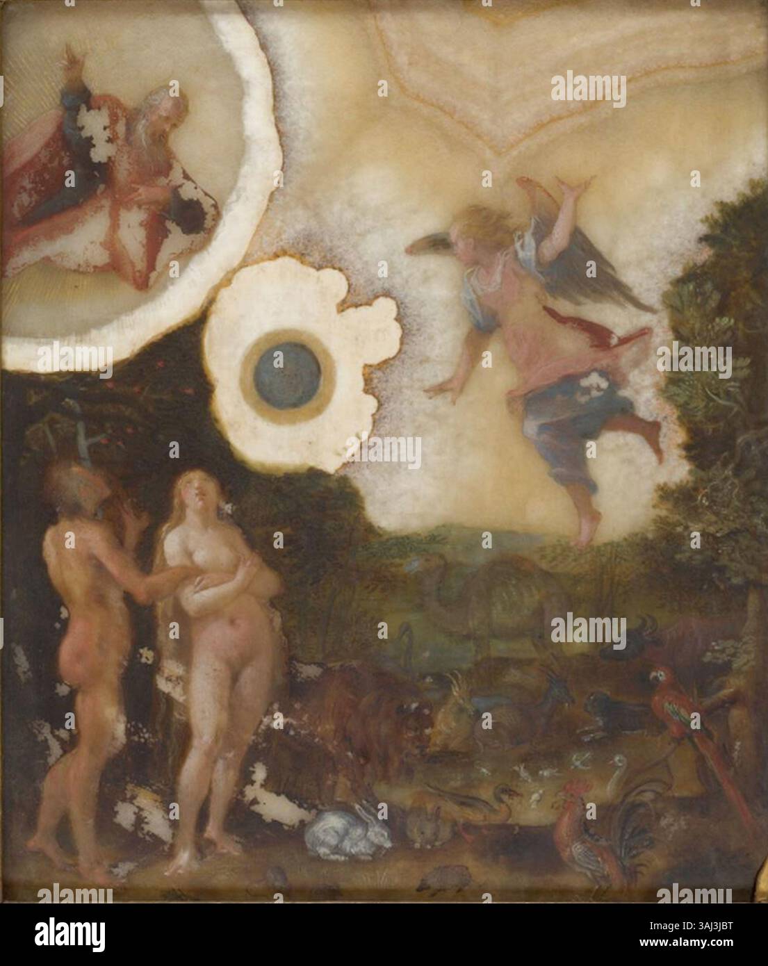 This painting, titled 'Expulsion from Earthly Paradise', is attributed to Hans von Aachen ...