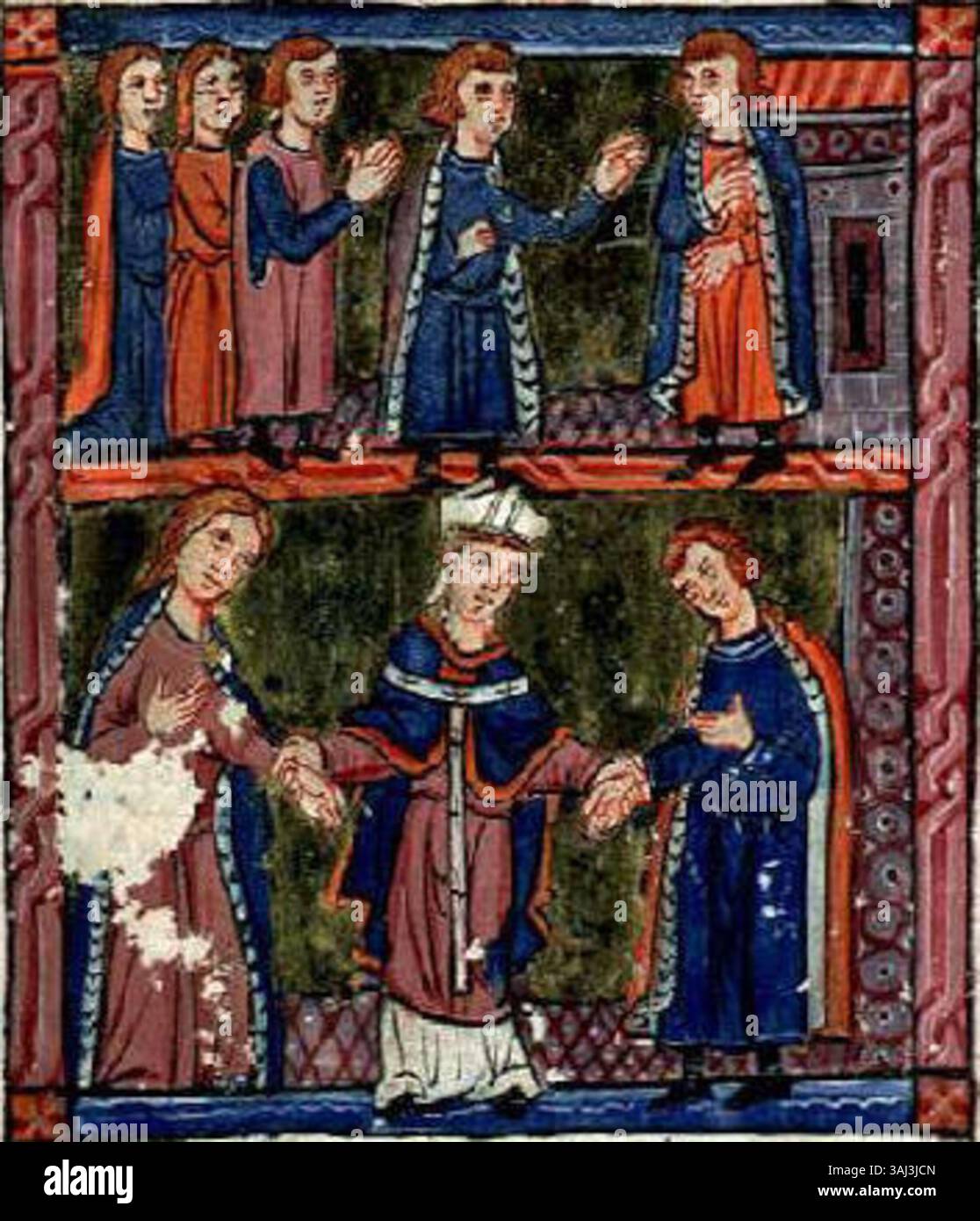 The illumination depicts the marriage of Sibylla of Jerusalem and Guy ...