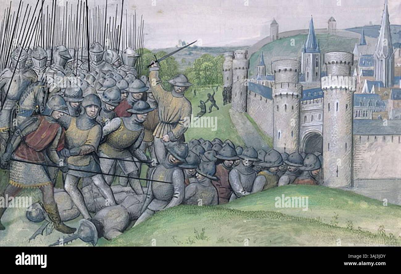 This manuscript illustration depicts the Battle of Bevenhoutsveld in ...